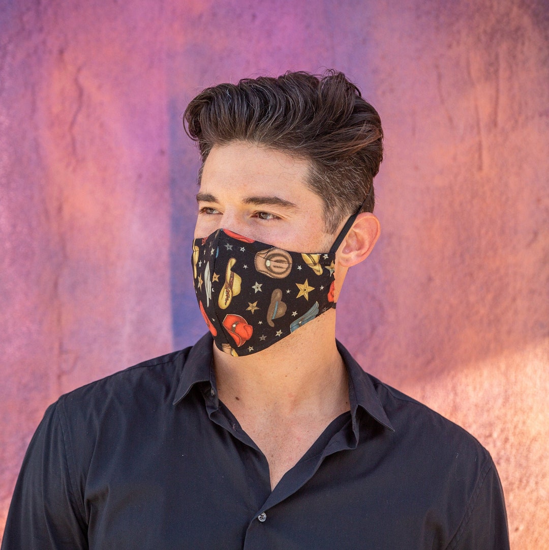 Cowboy Face Mask 2 PM2.5 Filters USA Cowboy Hats, Fabric Face Mask ...