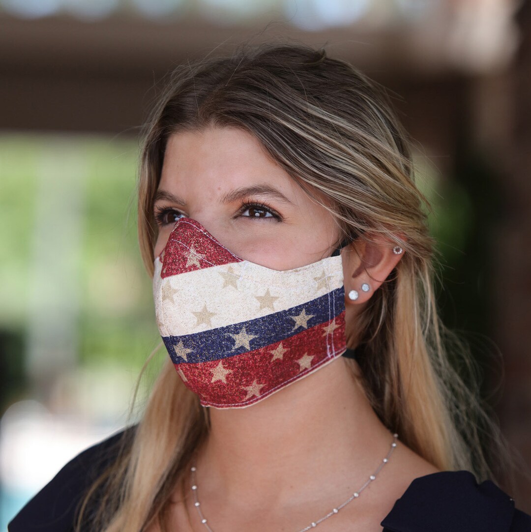 4 of July Face Mask + 2 PM2.5 Filters USA - Stars & Stripes, Fabric ...