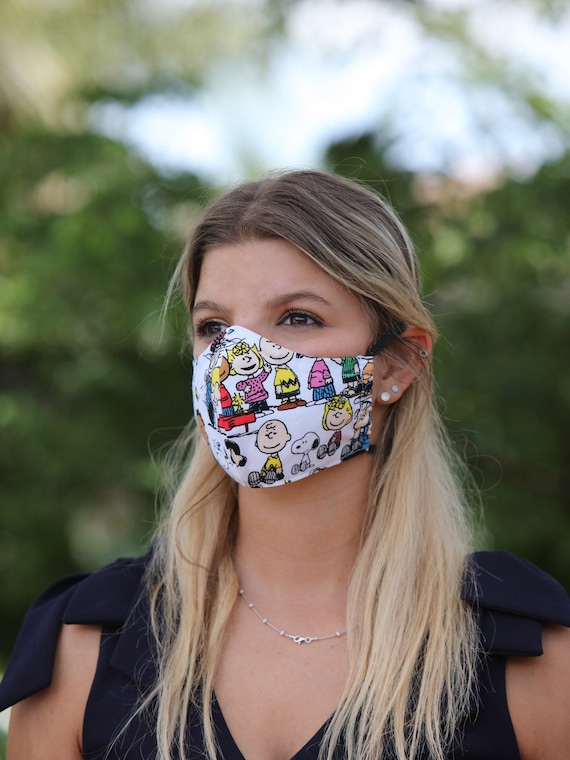 Snoopy Face Mask 2 PM2.5 Filters USA Snoopy White Peanuts | Etsy