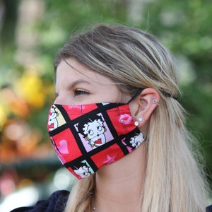 Betty Boop Face Mask + 2 PM2.5 Filters USA - Betty Boop, Fabric Face ...