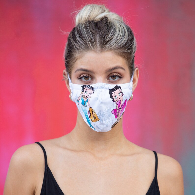 Betty Boop NYC Face Mask 2 PM2.5 Filters USA Mosaic Fabric Face Mask ...