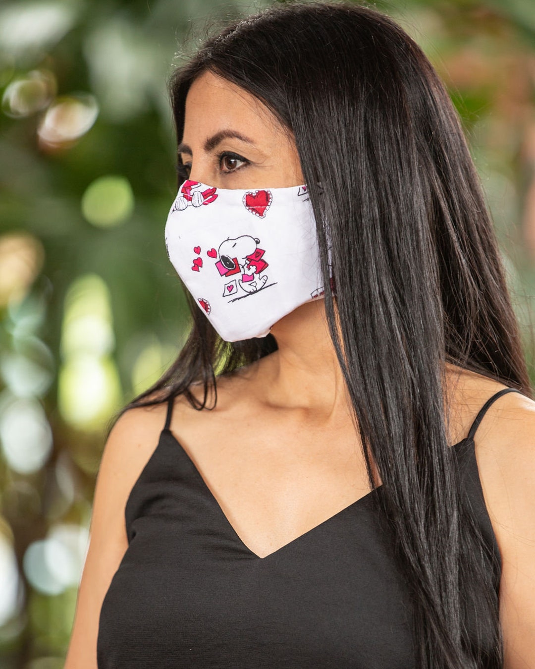 Snoopy Face Mask + 2 PM2.5 Filters USA - Snoopy & Hearts, Fabric Face ...