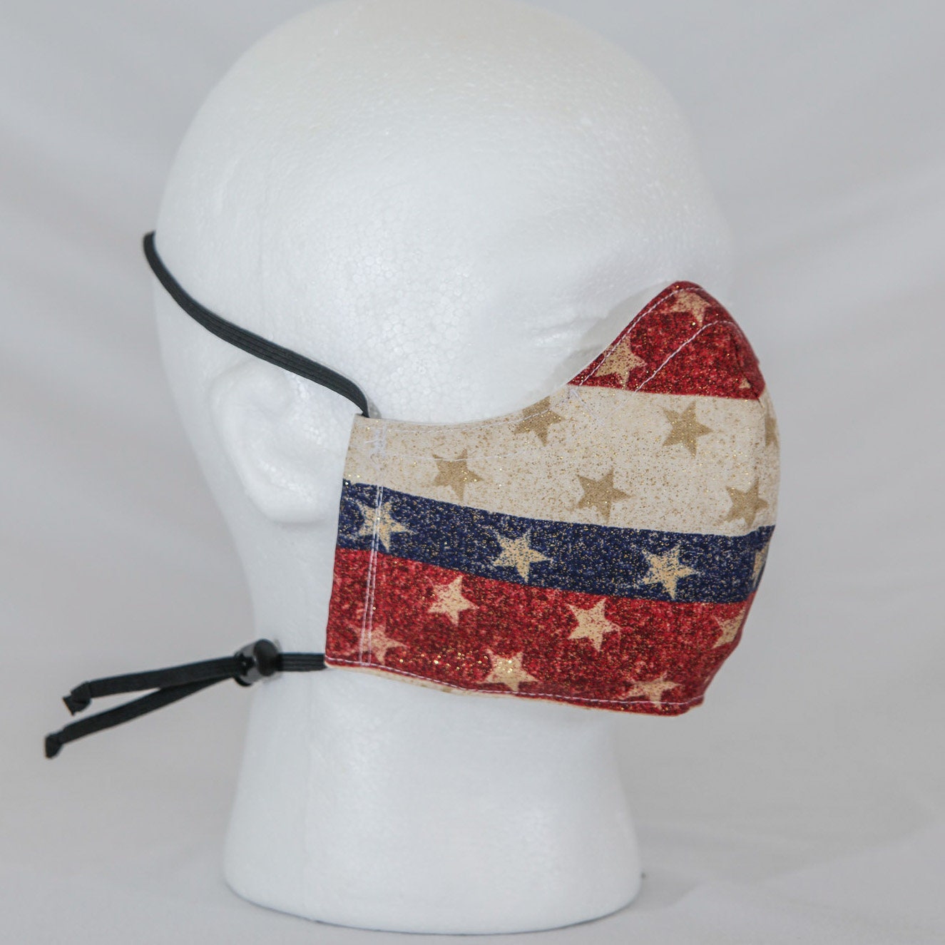 4 of July Face Mask 2 PM2.5 Filters USA Stars & Stripes, Fabric Face ...