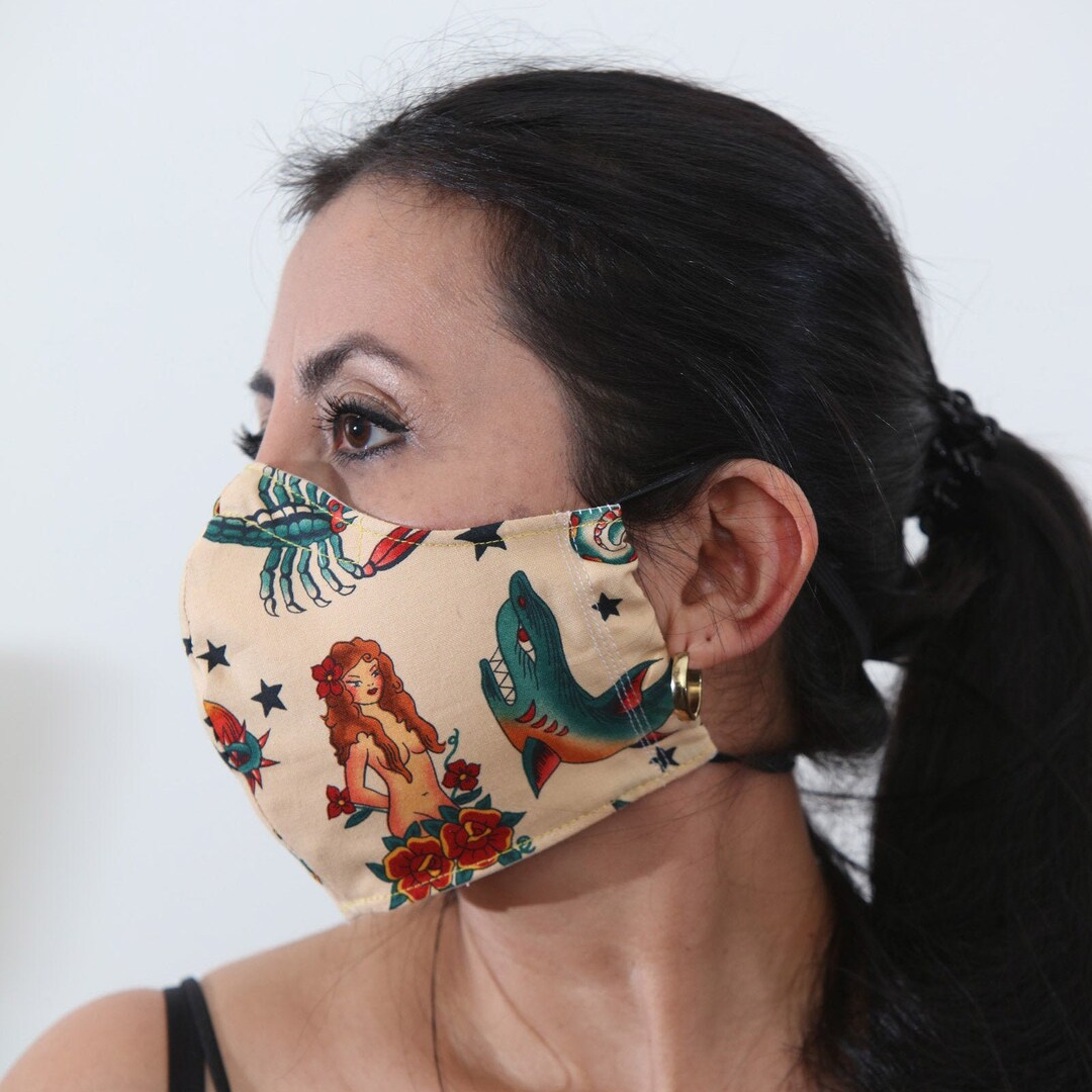 Tattoo Face Mask + 2 PM2.5 Filters USA - Tattoo, Fabric Face Mask ...