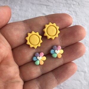 Sun Studs, Pastel Rainbow Tiny Flower Stud Pack - Etsy