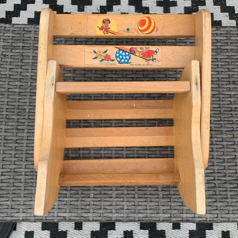 Vintage Wood Nu-line Child's Folding Chair/ Stepping Stool Combination ...