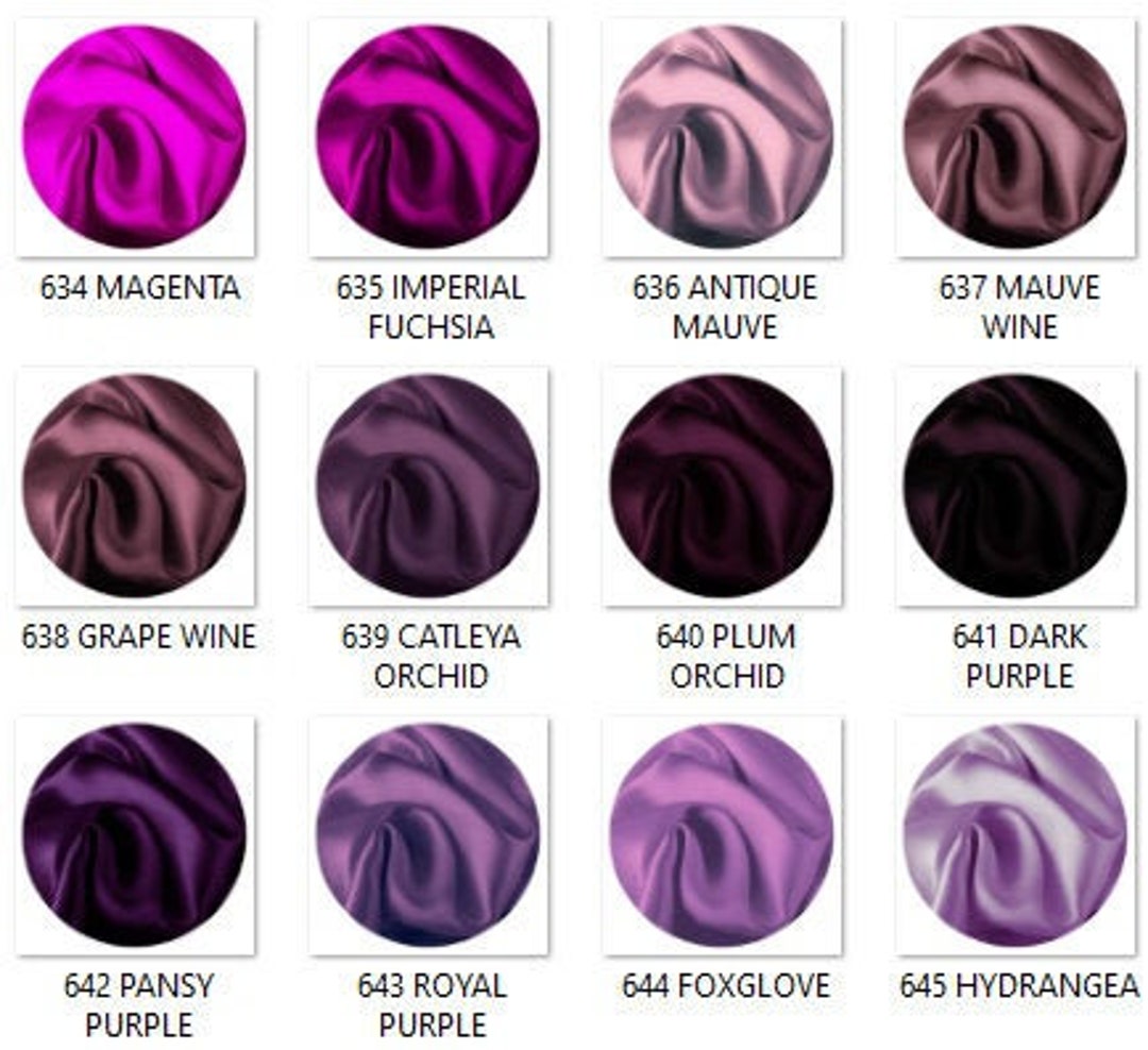 Mulberry Silk Fabric PURPLE PALETTE 16 or 19 Momme Grade 6A Pure ...
