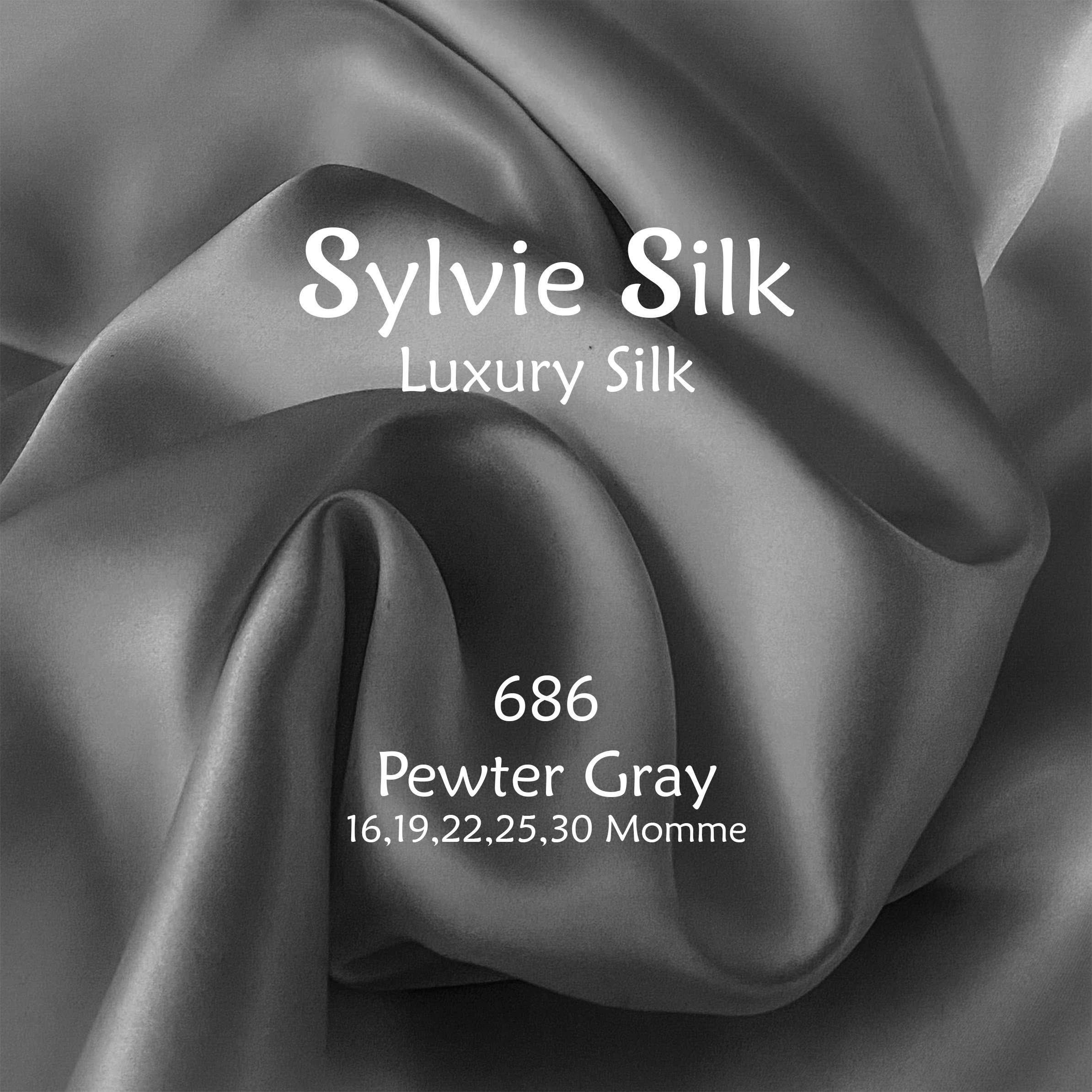 16,19 & 22 Momme Mulberry Silk Fabric PEWTER GRAY Width 45 Grade 6A 100 ...