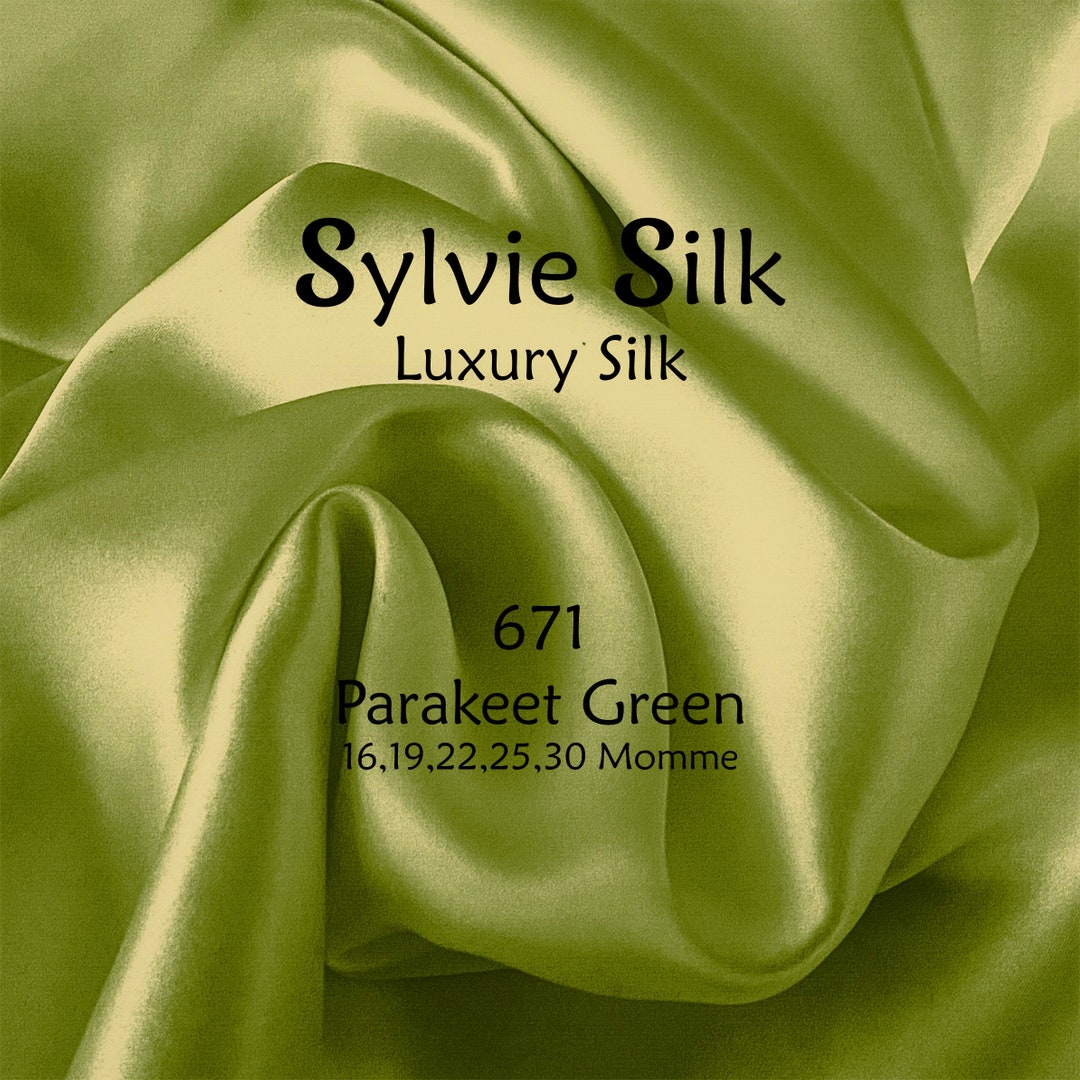 16,19 & 22 Momme Mulberry Silk Fabric PARAKEET GREEN Width 45 Grade 6A ...