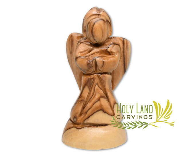 Olive Wood Angel Figurine Made in the Holy Land -small Praying Angel ...