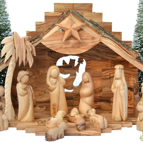 Large Nativity Set Wooden Nativity Set for Christmas Manger | Etsy