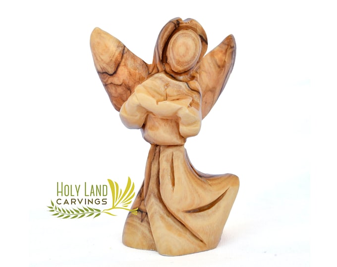 Olive Wood Angel Small Angel Figurine Angel Statue - Etsy