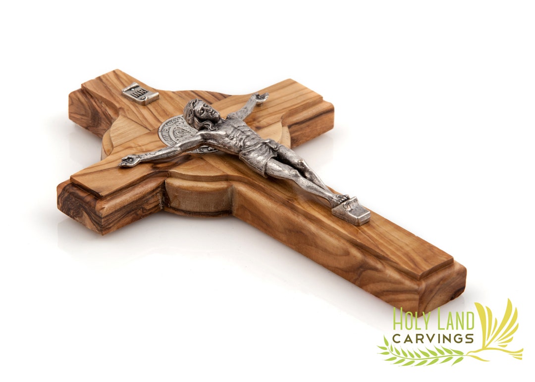 8" St. Benedict Crucifix | Olive Wood Cross of Saint Benedict Made in ...