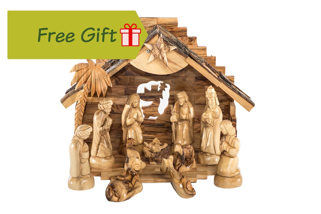 Wooden Nativity Set for Christmas Made of Olive Wood in the Holy Land ...