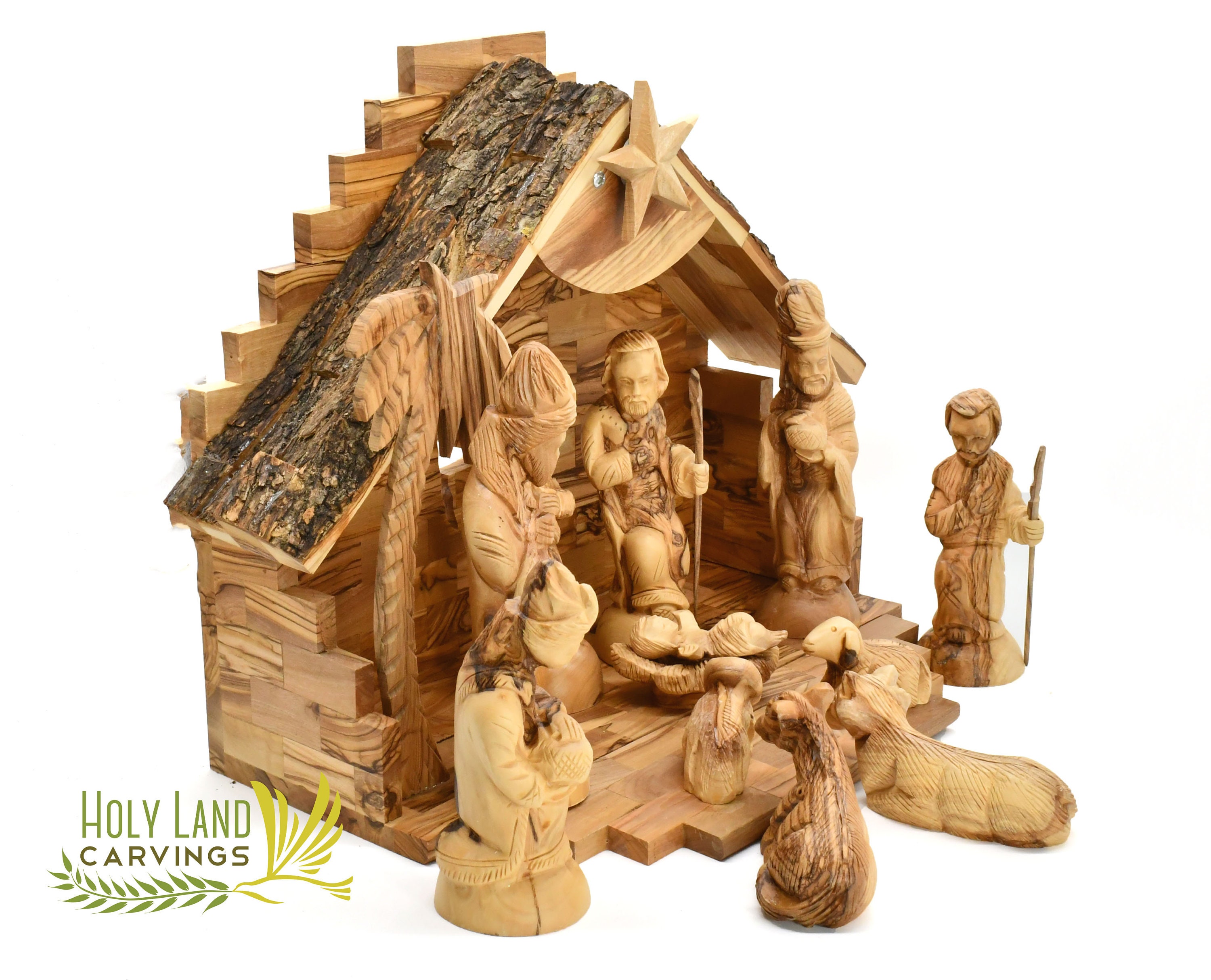 Large Wooden Nativity Set for Christmas Made of Olive Wood in | Etsy