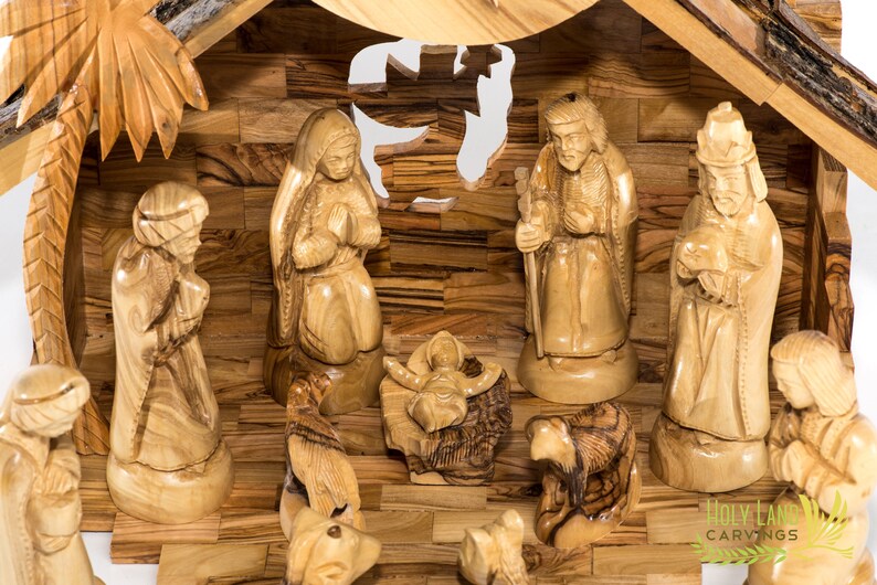 Wooden Nativity Set for Christmas Made of Olive Wood in the Holy Land ...