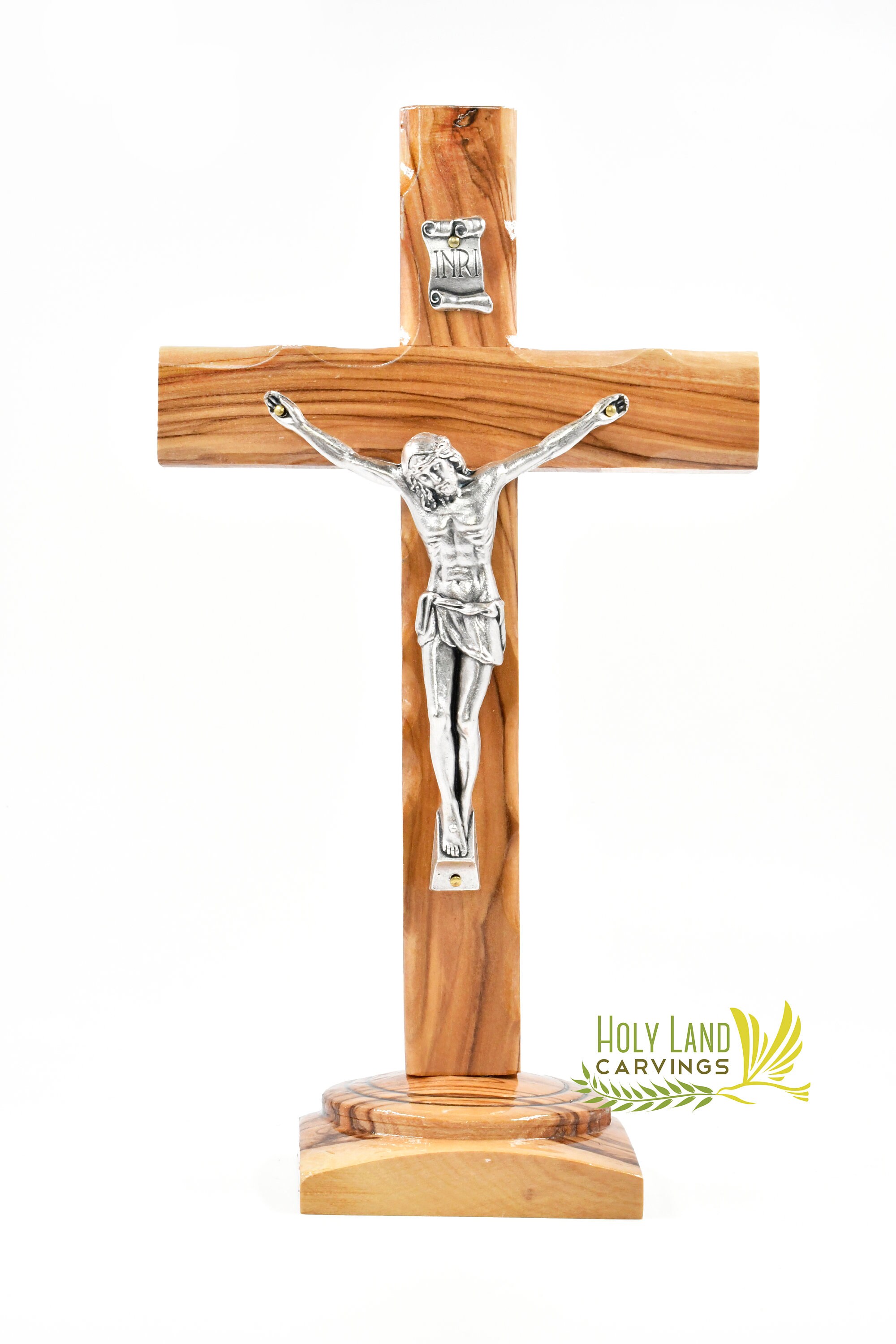 Standing Crucifix Olive Wood Cross Crucifix on Stand | Etsy