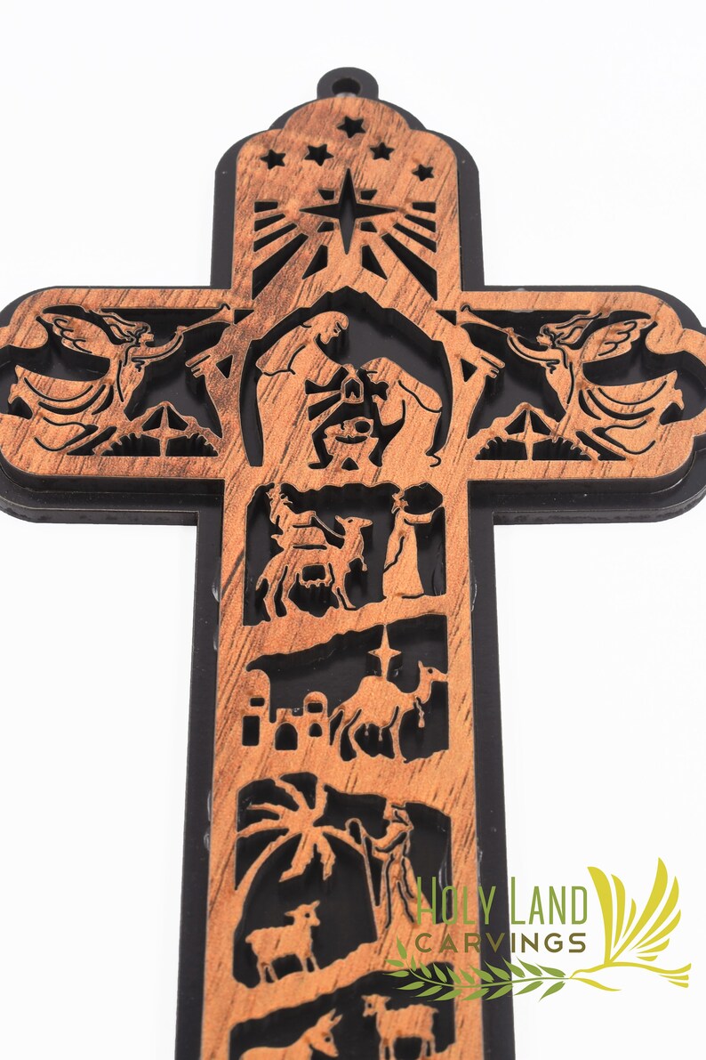 Nativity Cross for Wall Wooden Cross Made in the Holy Land | Etsy
