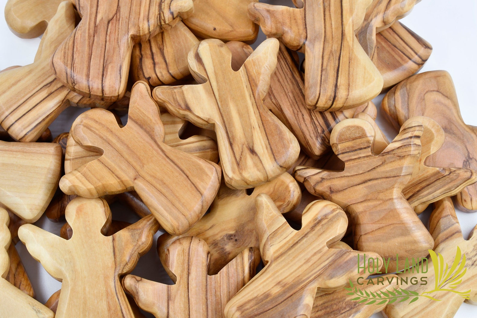 Small Olive Wood Angel Wooden Guardian Angel Magnetic or - Etsy