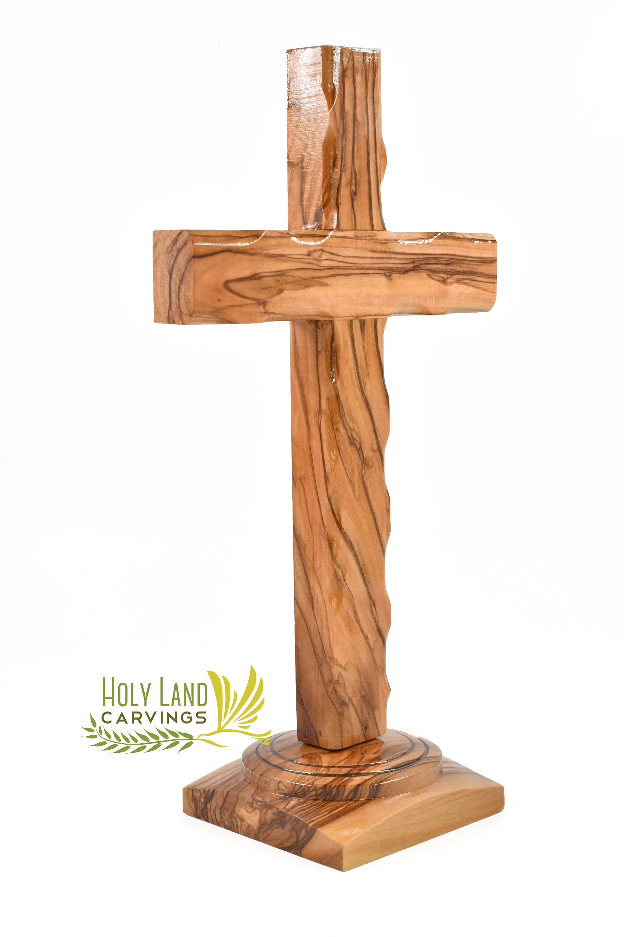 9" Standing Cross Décor, Olive Wood Cross on Stand Made in the Holy ...