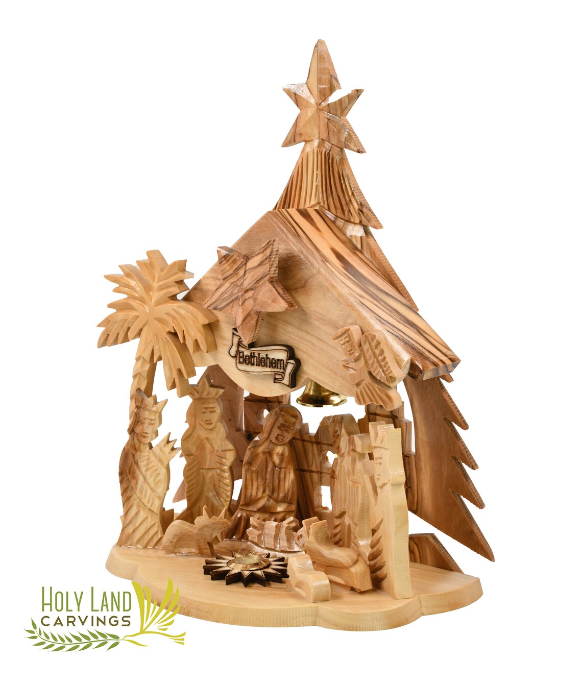 Musical Nativity Scene Set for Christmas | Olive Wood Nativity Set With ...
