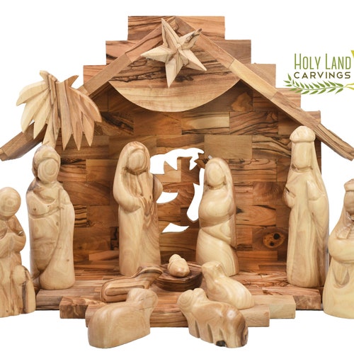 Large Nativity Set Wooden Nativity Set for Christmas Manger - Etsy