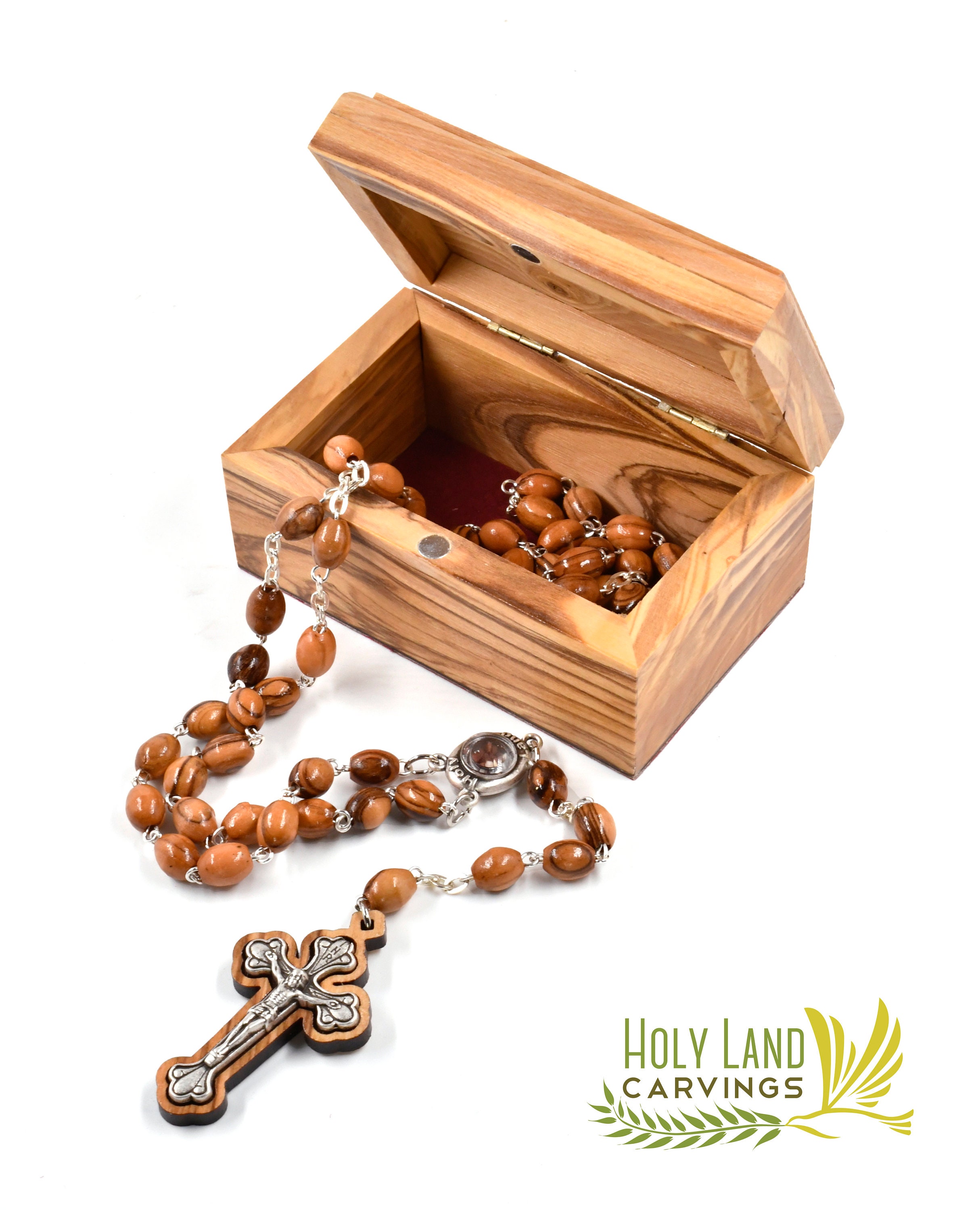 Olive Wood Box, Jewelry Box, Rosary Box, Keepsake Box Made in the Holy ...