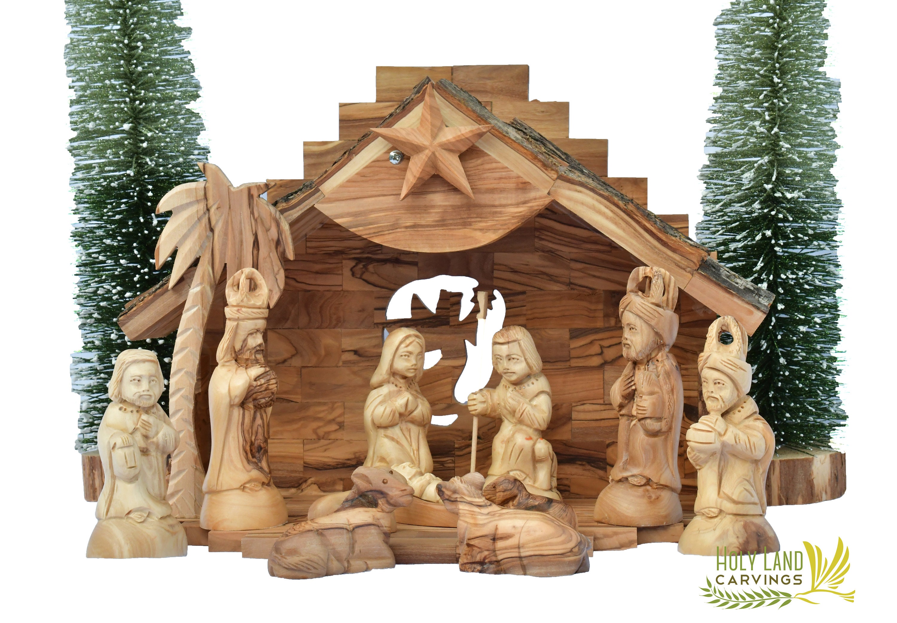 Large Nativity Set Wooden Nativity Set for Christmas Olive - Etsy