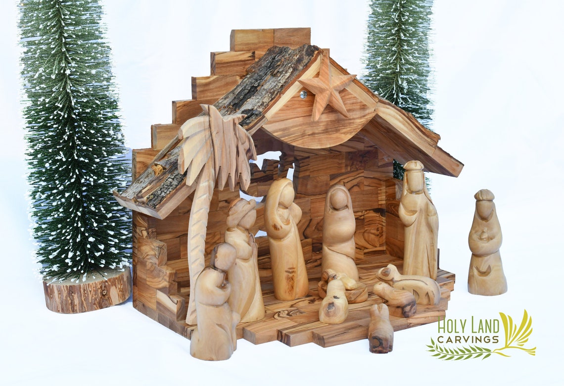 Large Nativity Set Wooden Nativity Set for Christmas Manger | Etsy