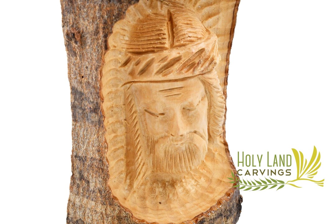 Jesus Head Carved in Olive Wood Branch, Jesus Statue for Home Décor ...