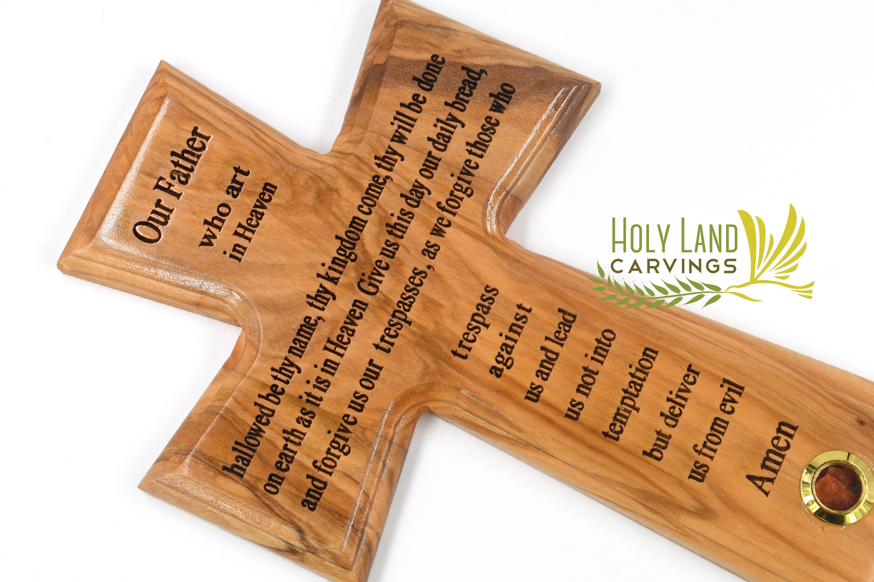 The Lord's Prayer Cross, Olive Wood Cross With Our Father Prayer, the ...