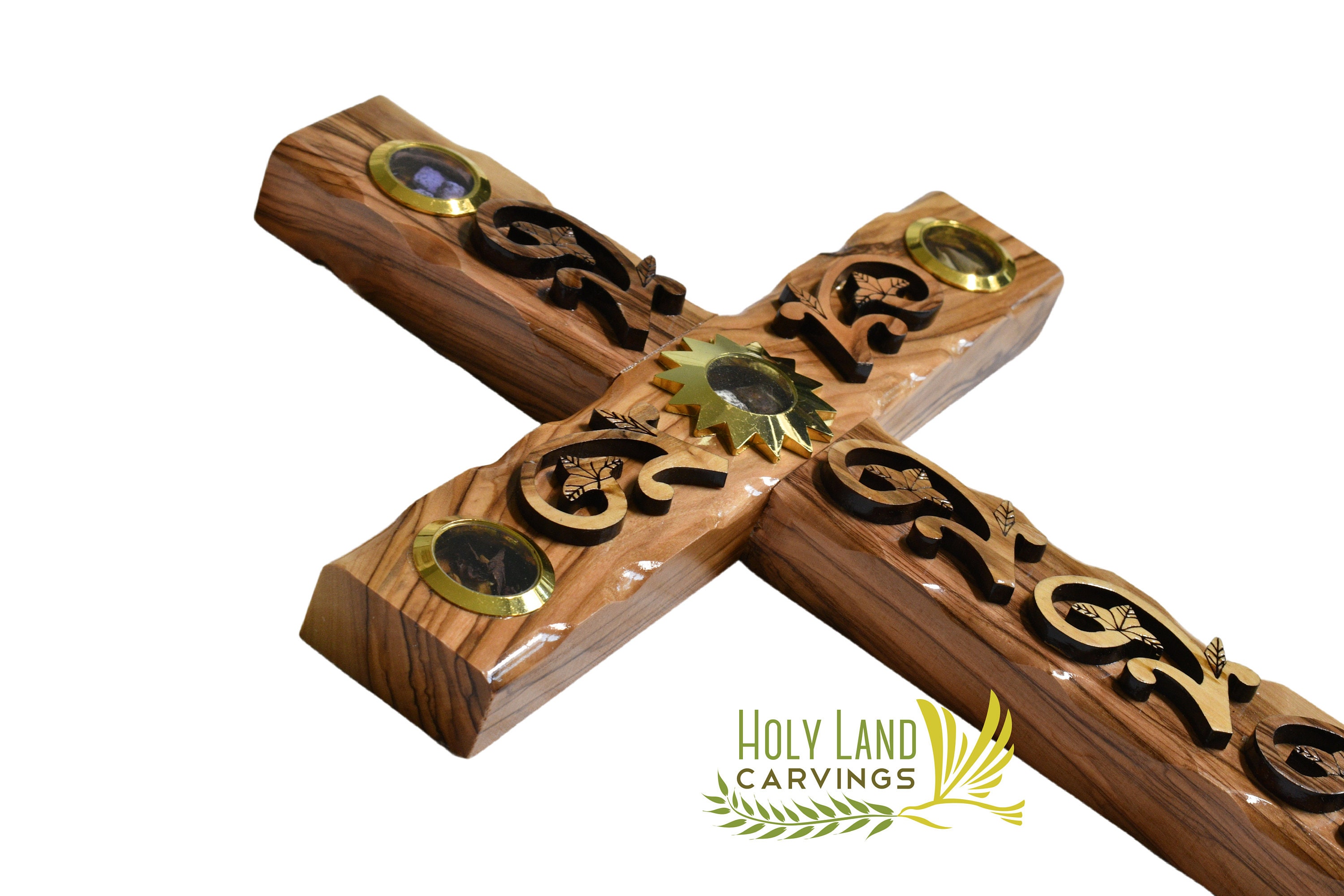 14 Inch Wall Cross Olive Wood Holy Land Cross with Wooden | Etsy