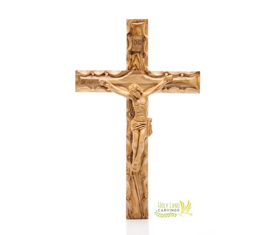 Large Catholic Wall Crucifix Made of Olive Wood 14 Inch - Etsy