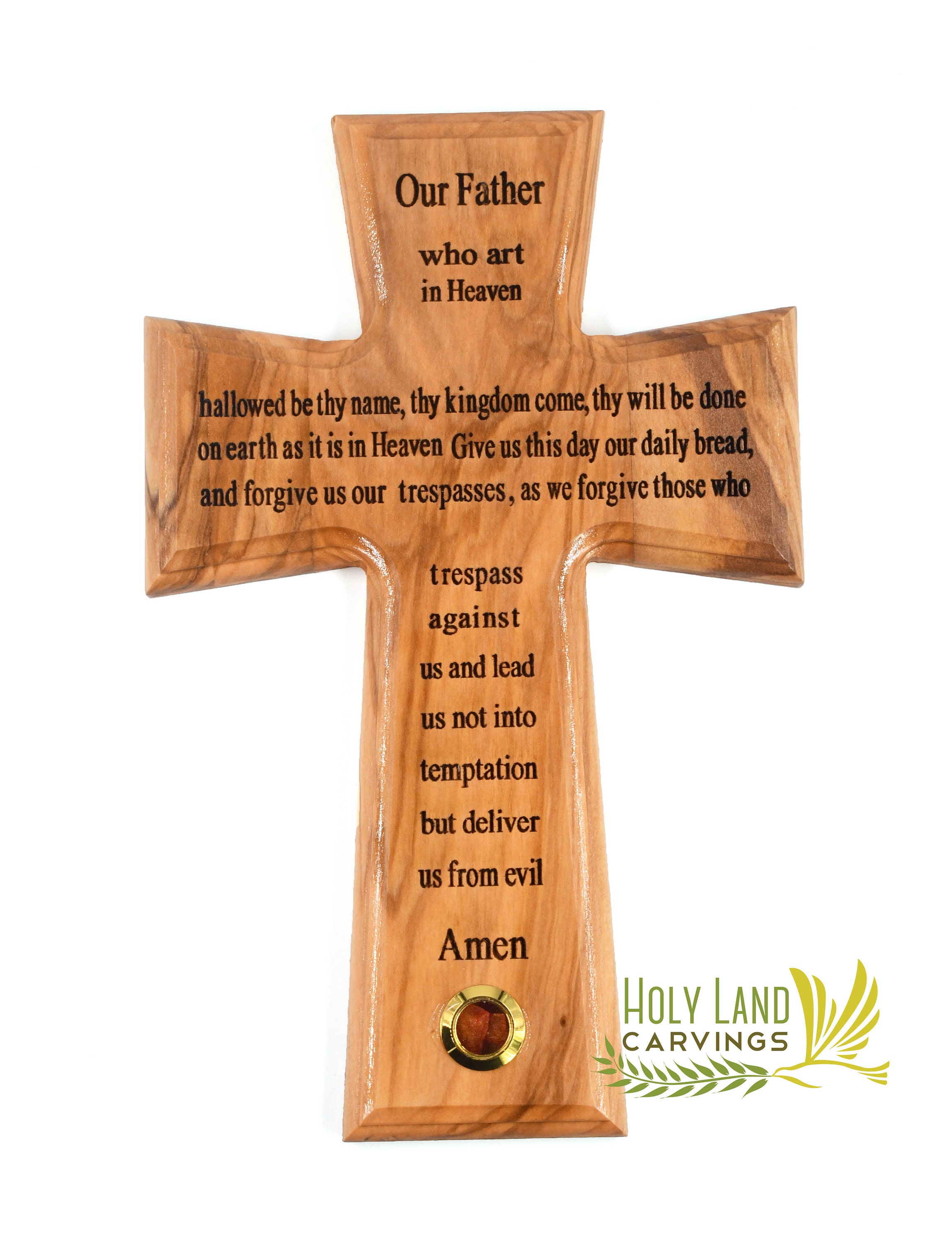 The Lord's Prayer Cross, Olive Wood Cross With Our Father Prayer, the ...