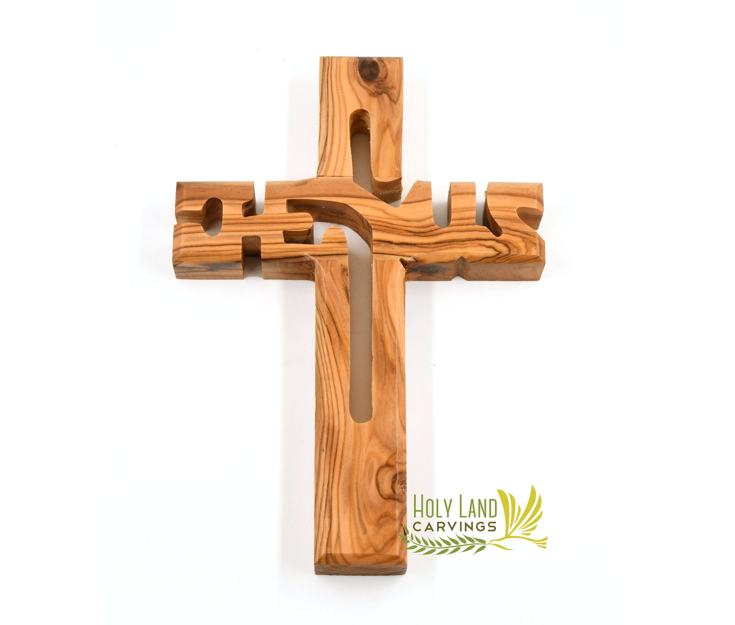 Jesus Name Cross Made of Olive Wood Wooden Wall Cross Holy - Etsy