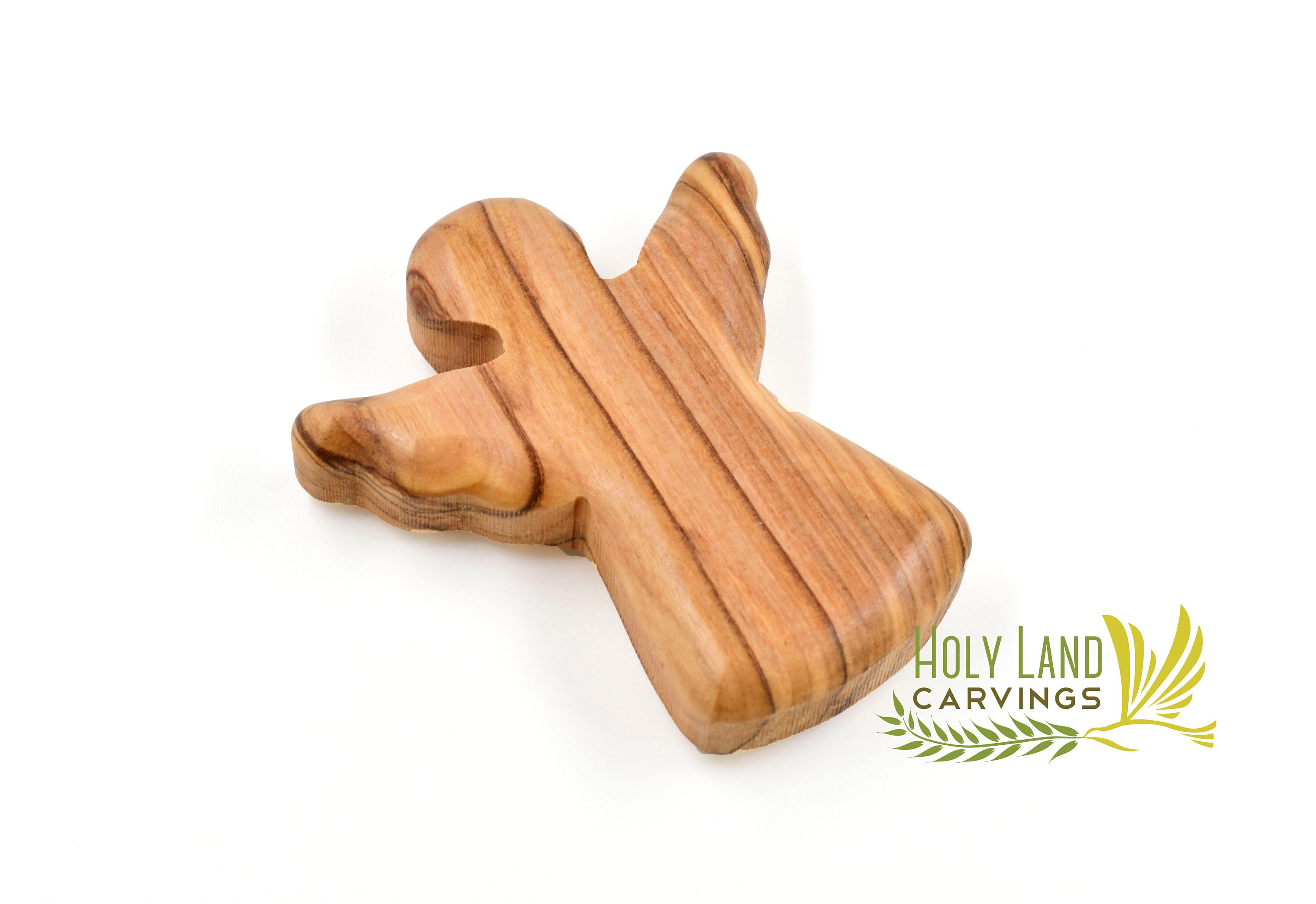 Small Olive Wood Angel Wooden Guardian Angel Magnetic or - Etsy