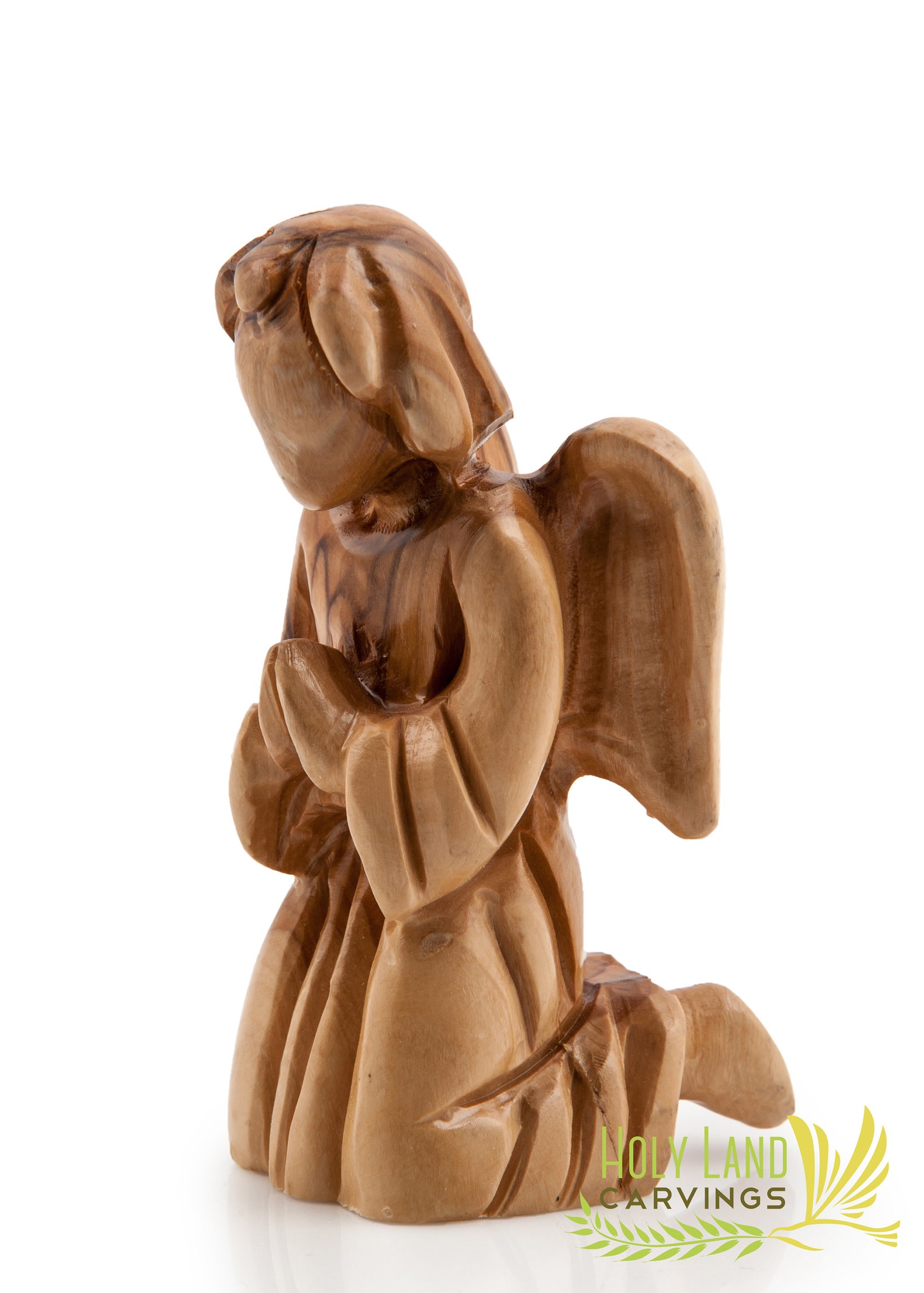 Olive Wood Angel Figurine | Angel Statue | Praying Wooden Angel Gift ...