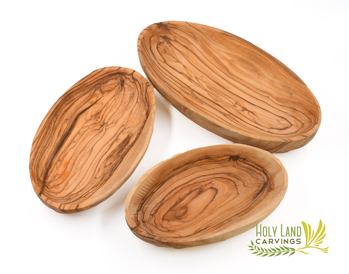 Olive Wood Plate Oval Wooden Plate Appetizers Hand Carved | Etsy