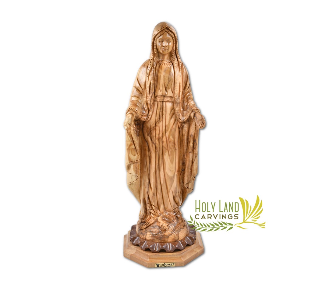 Virgin Mary Statue | Olive Wood Statue of the Blessed Mother Mary ...
