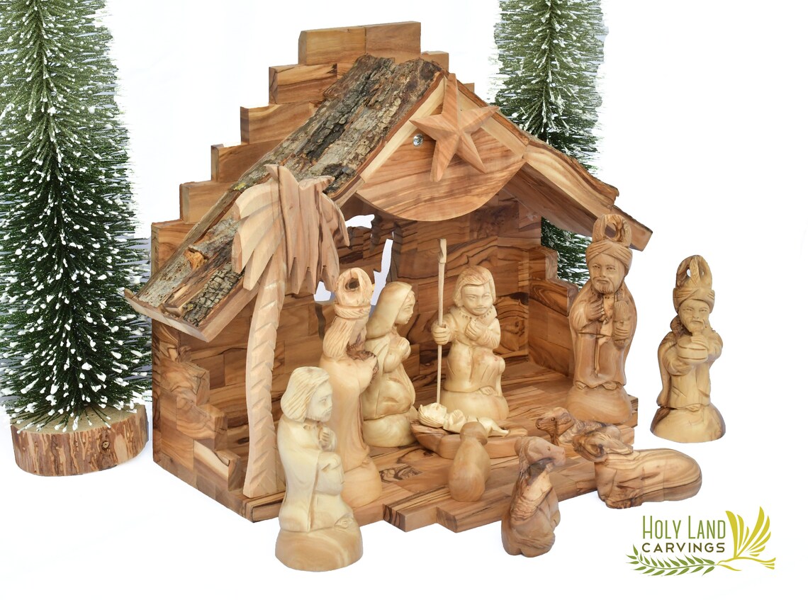 Large Nativity Set | Wooden Nativity Set for Christmas | Olive Wood ...
