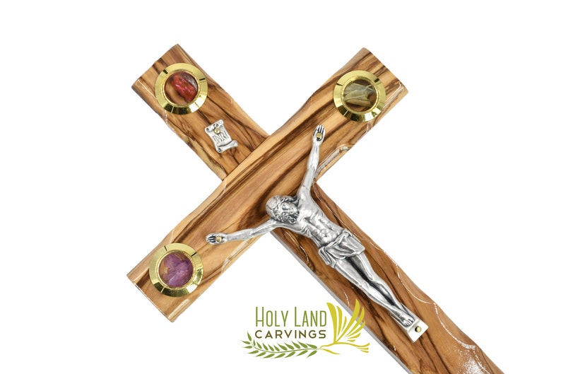 8 Inch Wall Cross Crucifix Holy Land Olive Wood Cross 4 | Etsy