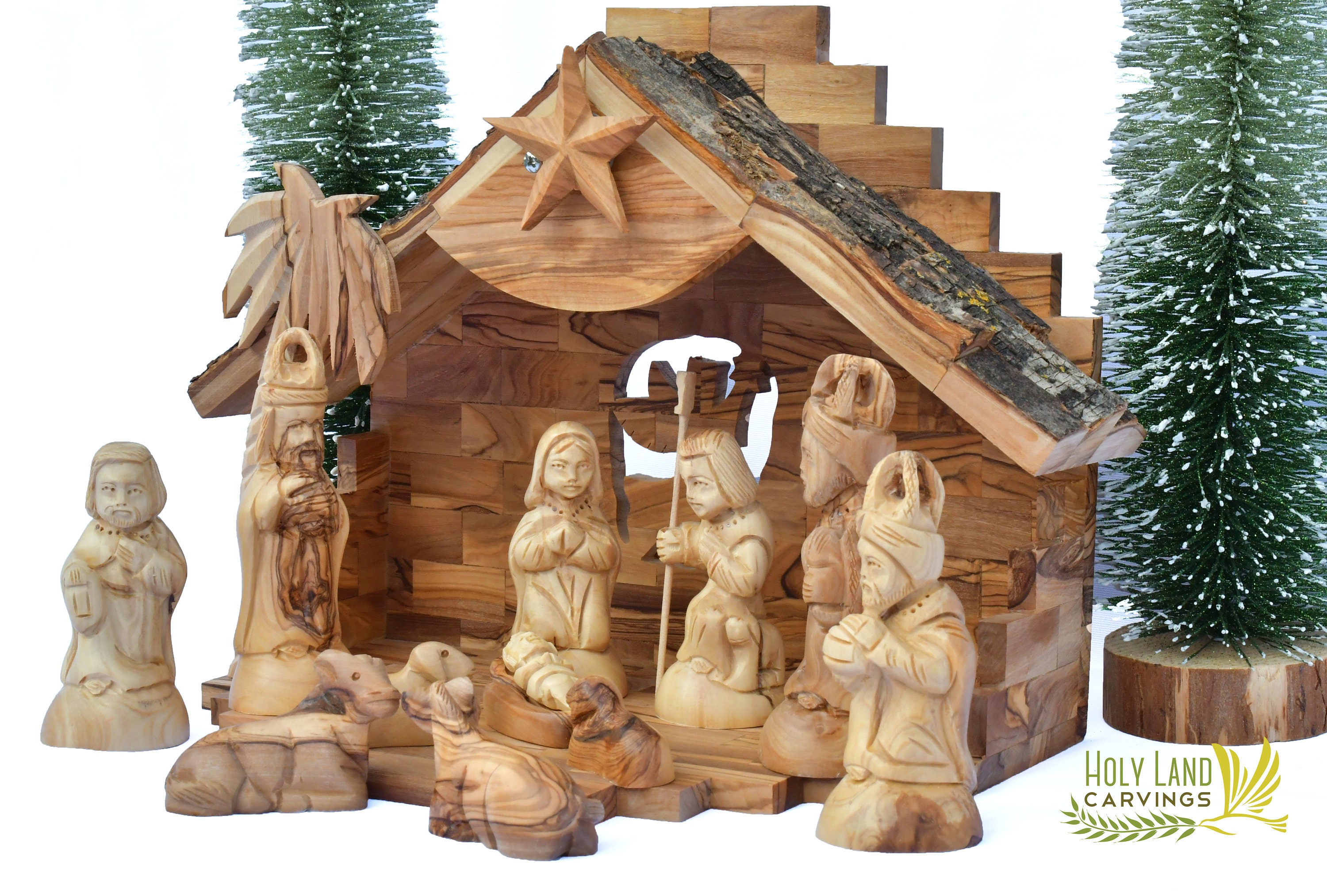 Large Nativity Set Wooden Nativity Set for Christmas Olive - Etsy