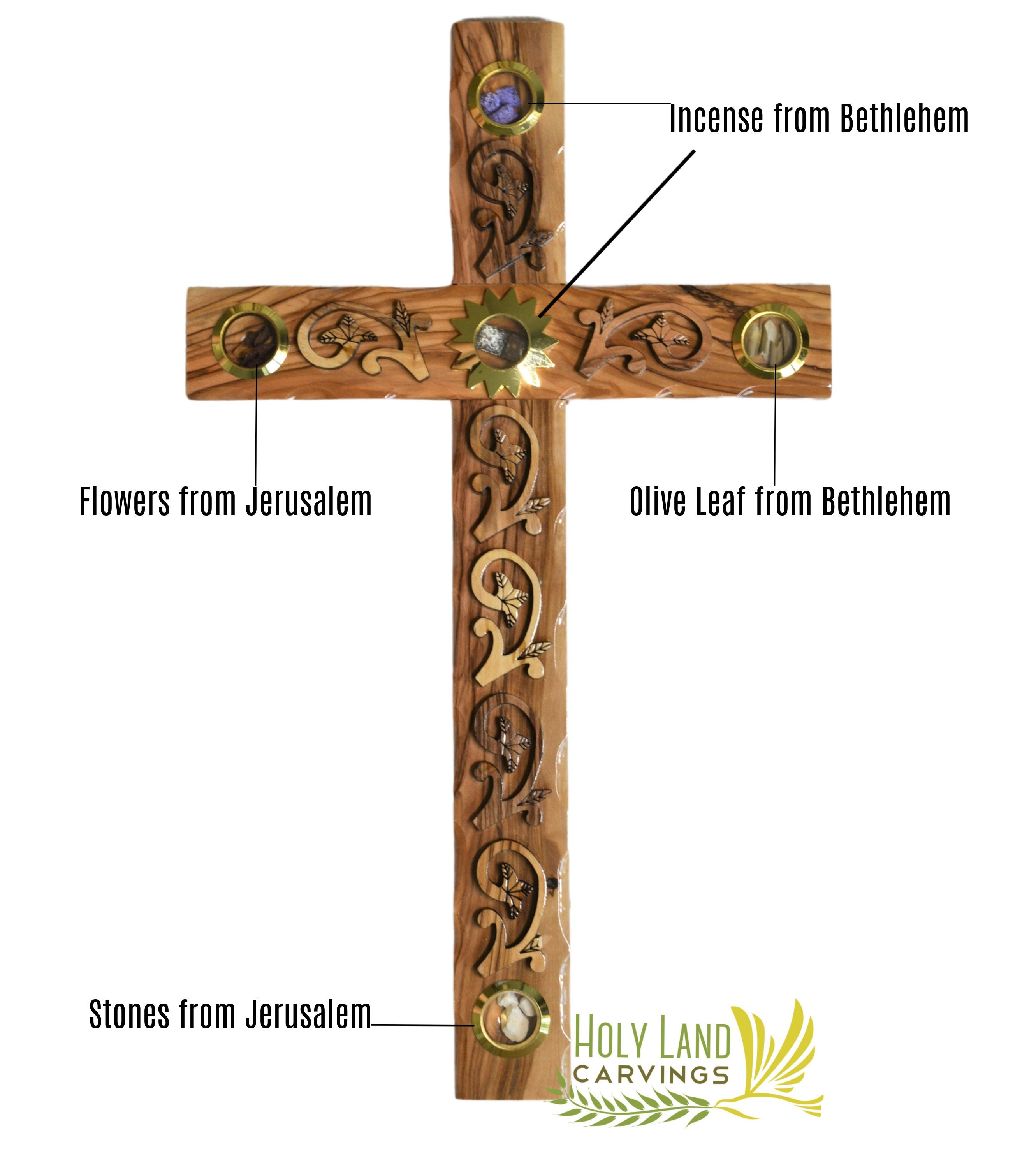 14 Inch Wall Cross Olive Wood Holy Land Cross with Wooden | Etsy