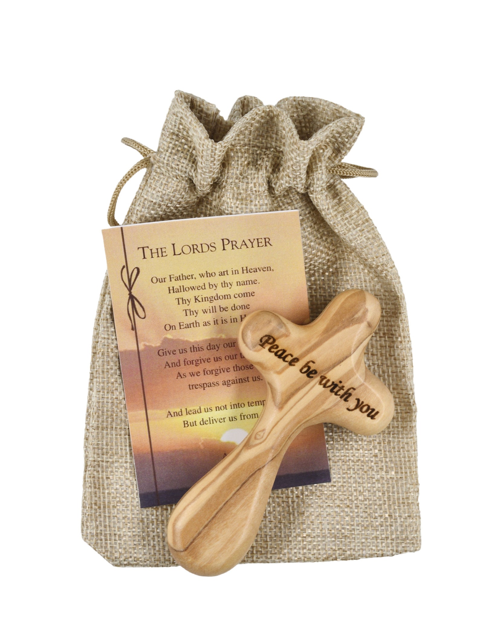 Peace Be With You Comfort Cross Olive Wood Cross Laser | Etsy