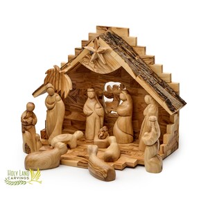Large Nativity Set Handmade | Olive Wood Nativity Scene Set | Christmas ...
