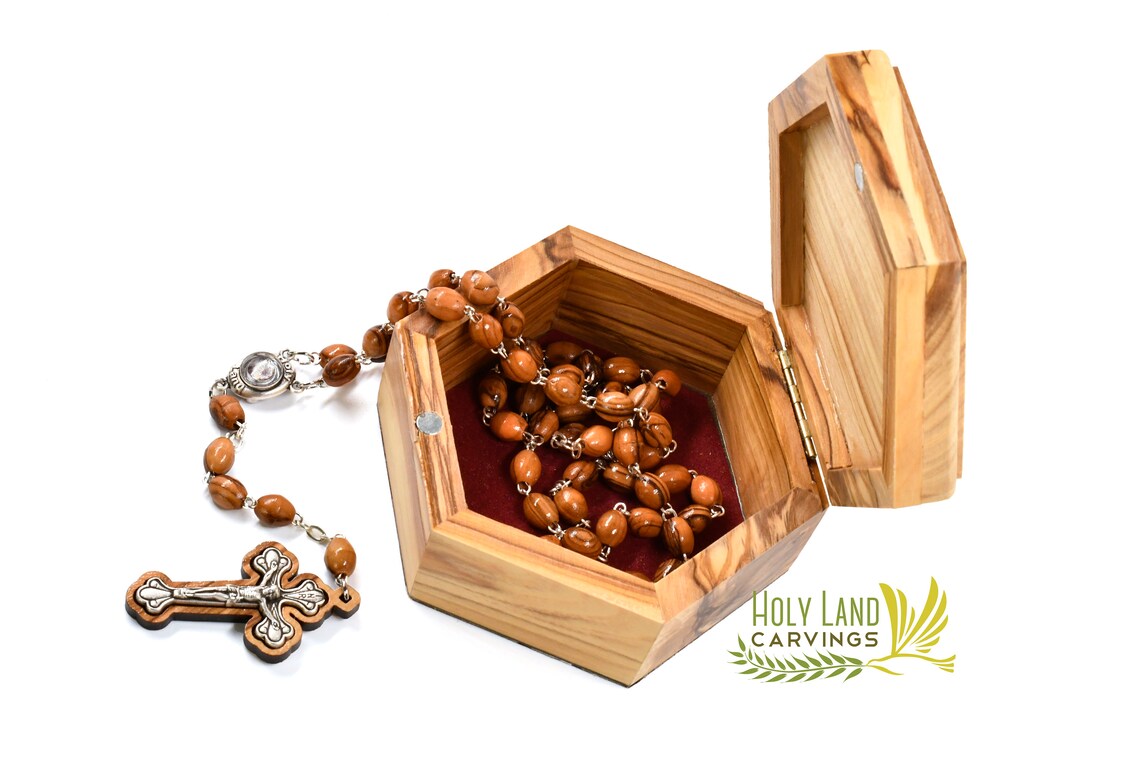 Olive Wood Box, Jewelry Box, Rosary Box, Keepsake Box Made in the Holy ...