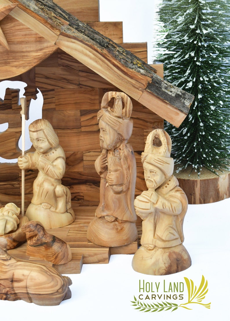 Large Nativity Set Wooden Nativity Set for Christmas Olive | Etsy