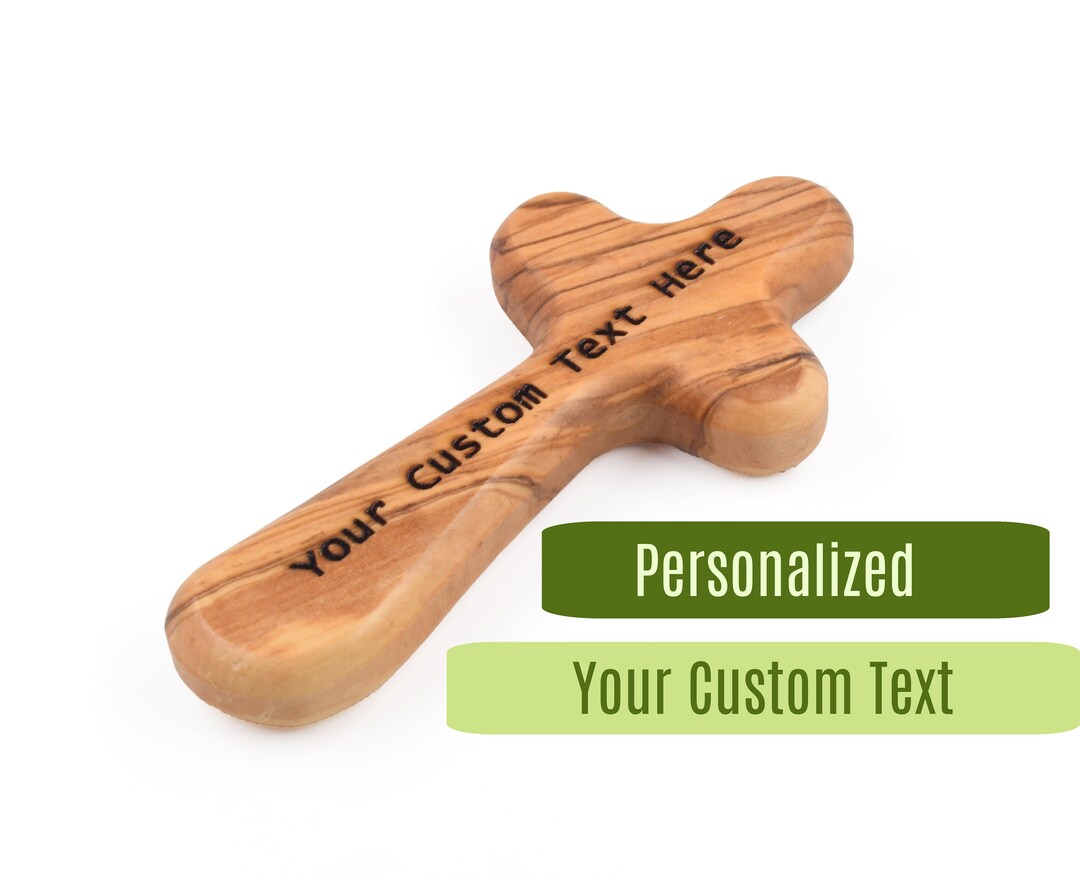Custom Personalized Olive Wood Comfort Cross, 4" Handheld Cross, Prayer ...