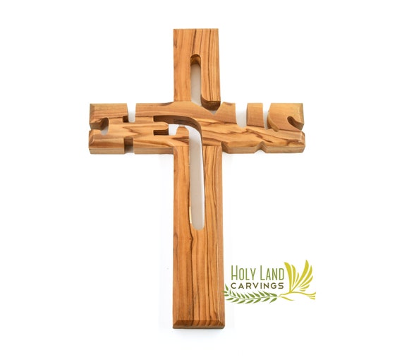Jesus Name Holy Cross for Wall Olive Wood Cross Wall - Etsy