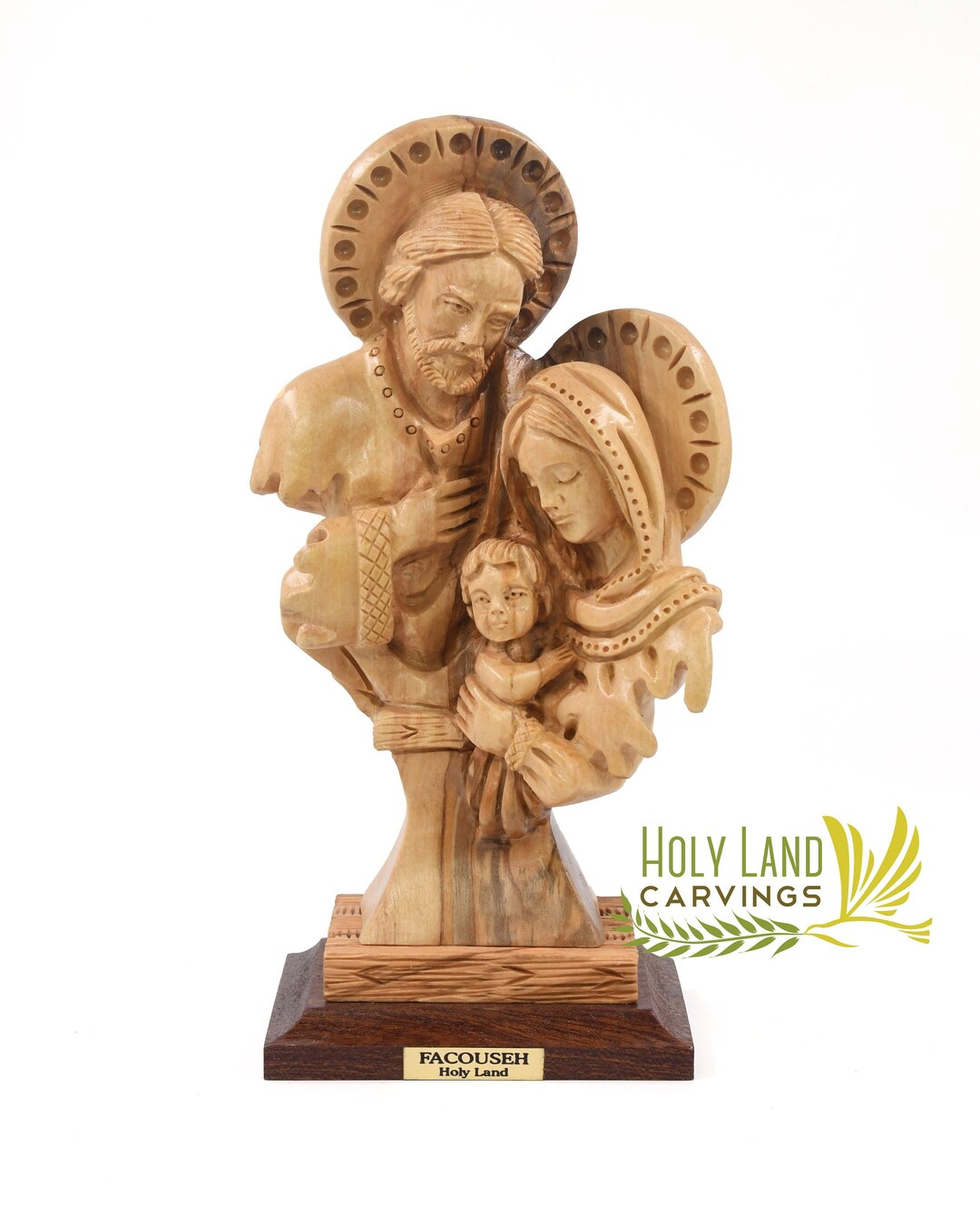 Olive Wood Holy Family Statue, Holy Family Figurine Made in the Holy ...